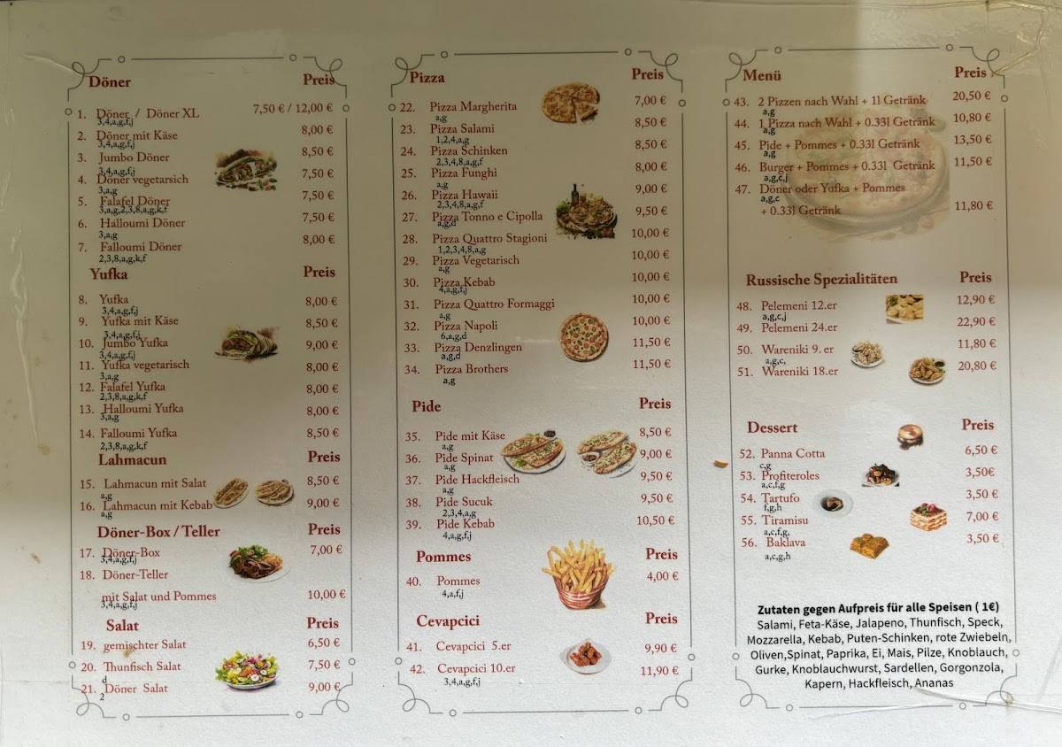 Speisekarte von Kebab Brothers, Denzlingen