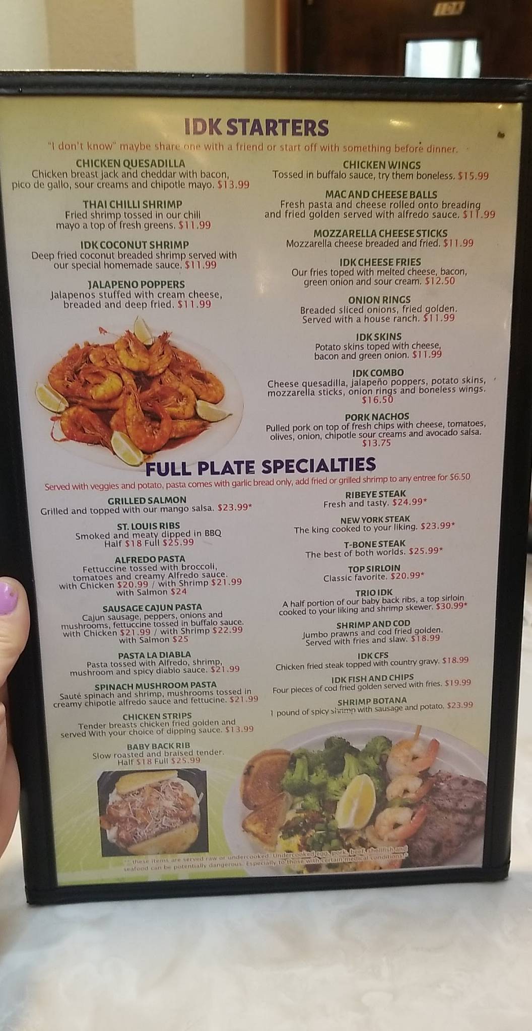 Menu at IDK Restaurant, Kennewick