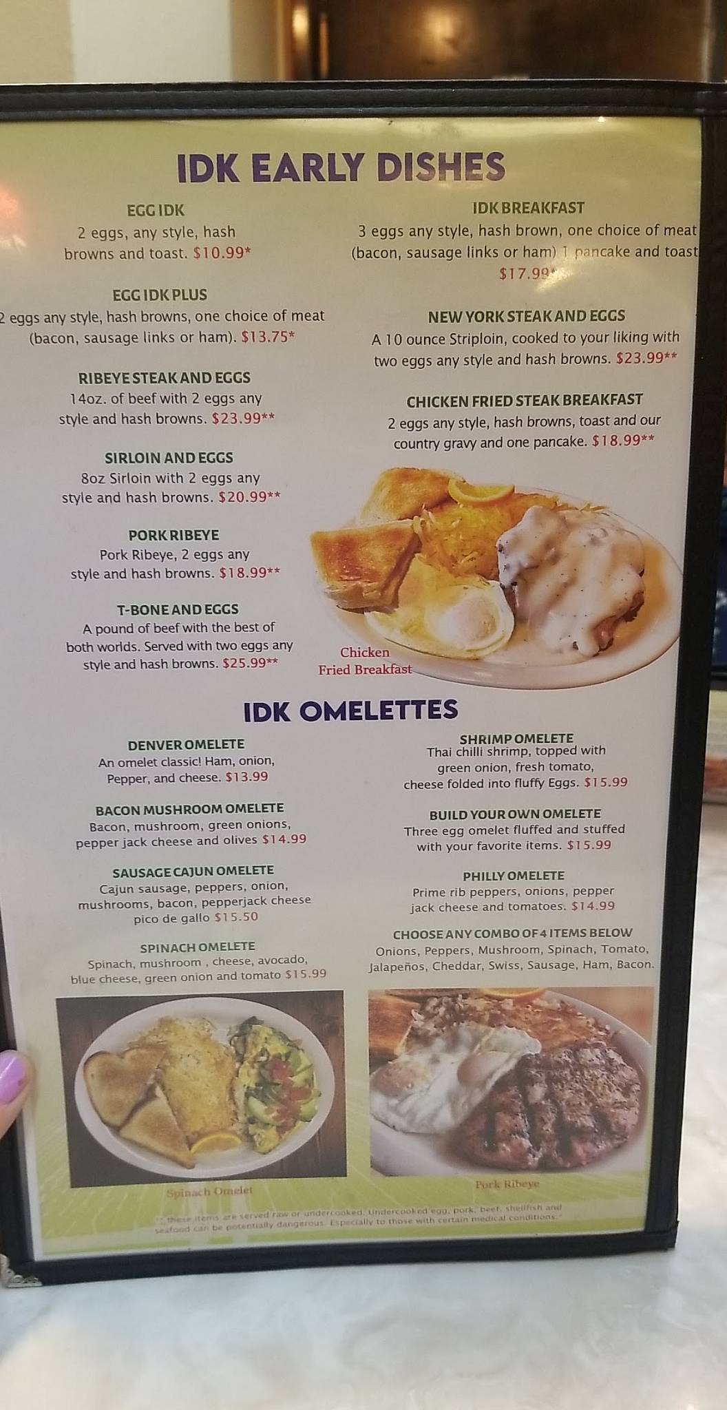 Menu at IDK Restaurant, Kennewick