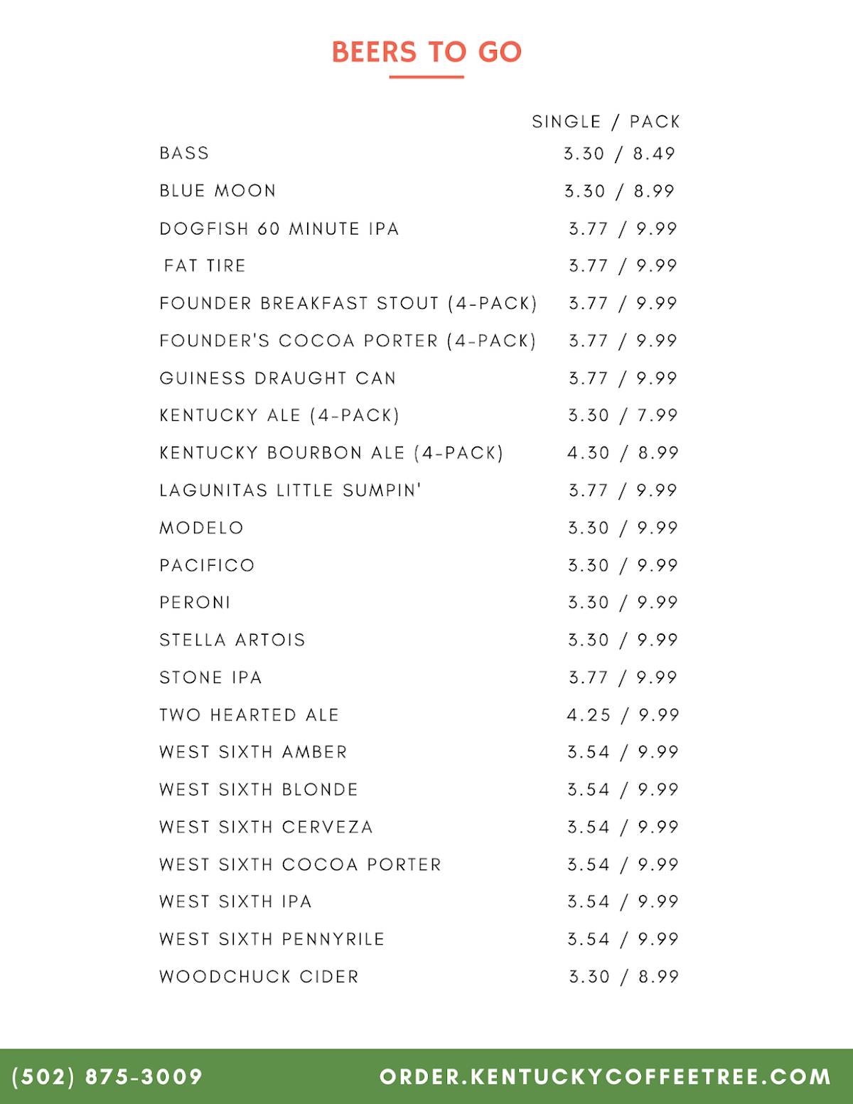Menu at Kentucky Coffeetree Cafe, Frankfort