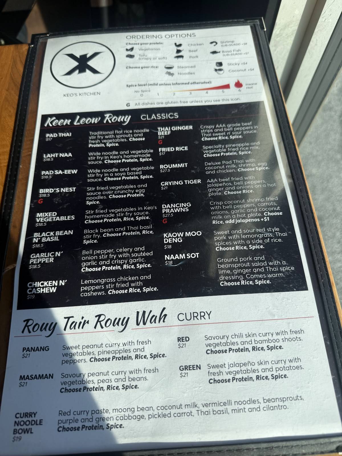 Menu at Keo's Kitchen restaurant, Saskatoon, 1808 Broadway Ave