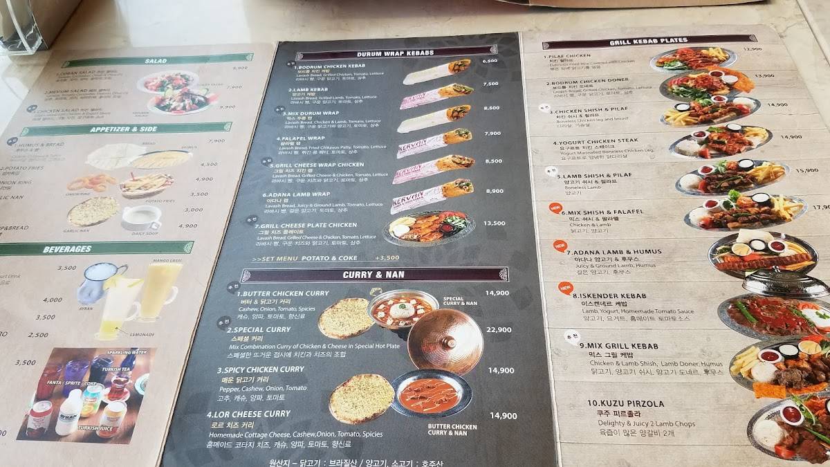 Carta de Kervan Turkish Restaurant Seoul Station, Seul, 18 KR