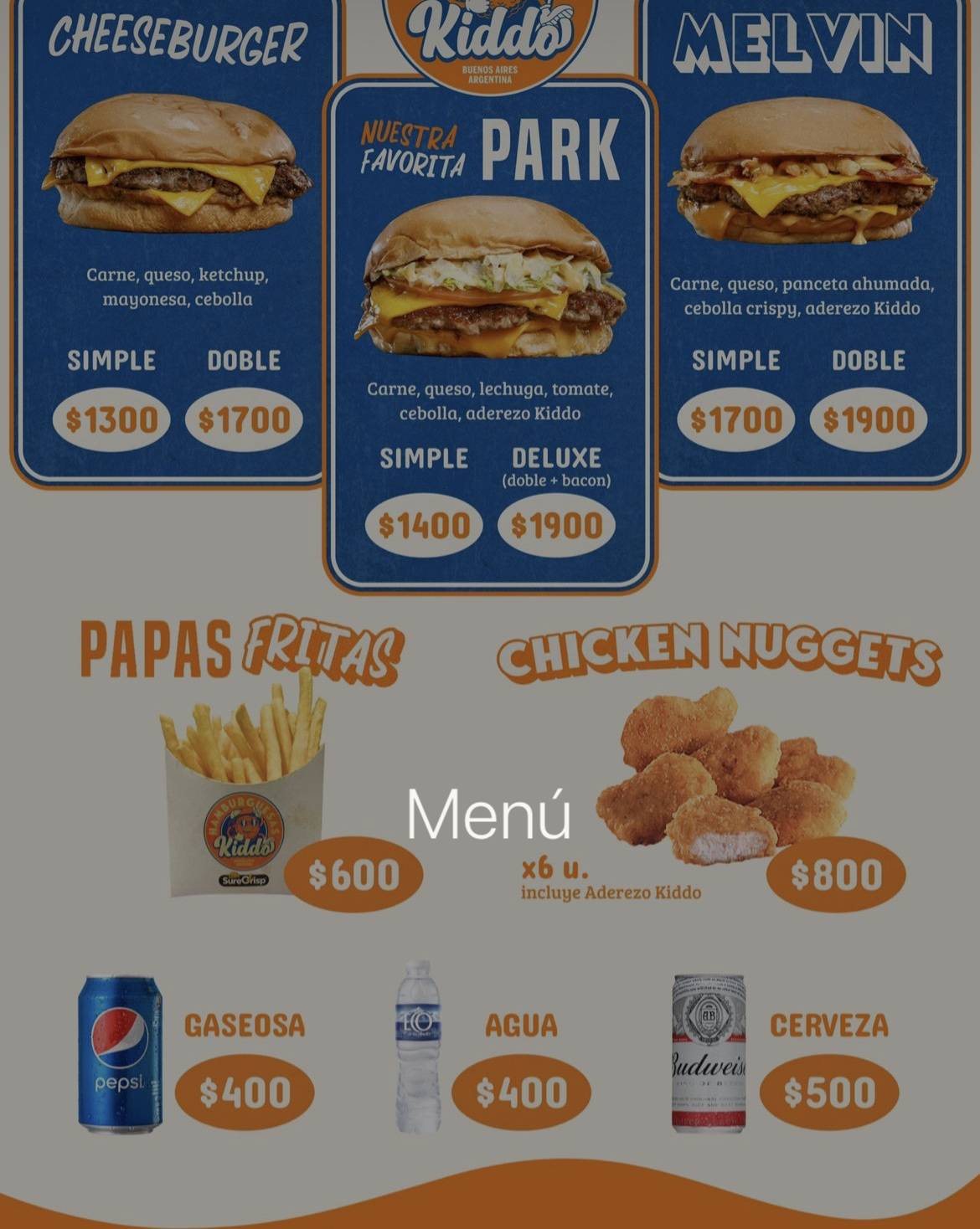 Carta del restaurante Kiddo, Buenos Aires
