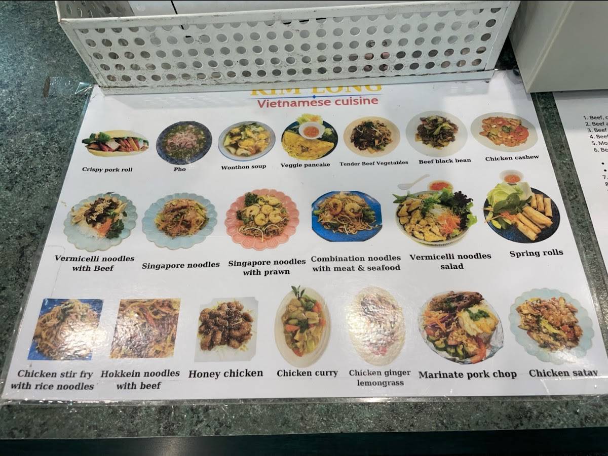 Menu at Kim Long restaurant, Bairnsdale