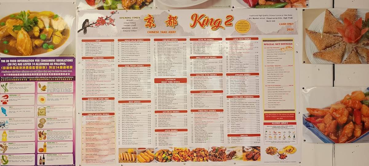 Menu at King 2 fast food, Chapel-en-le-Frith