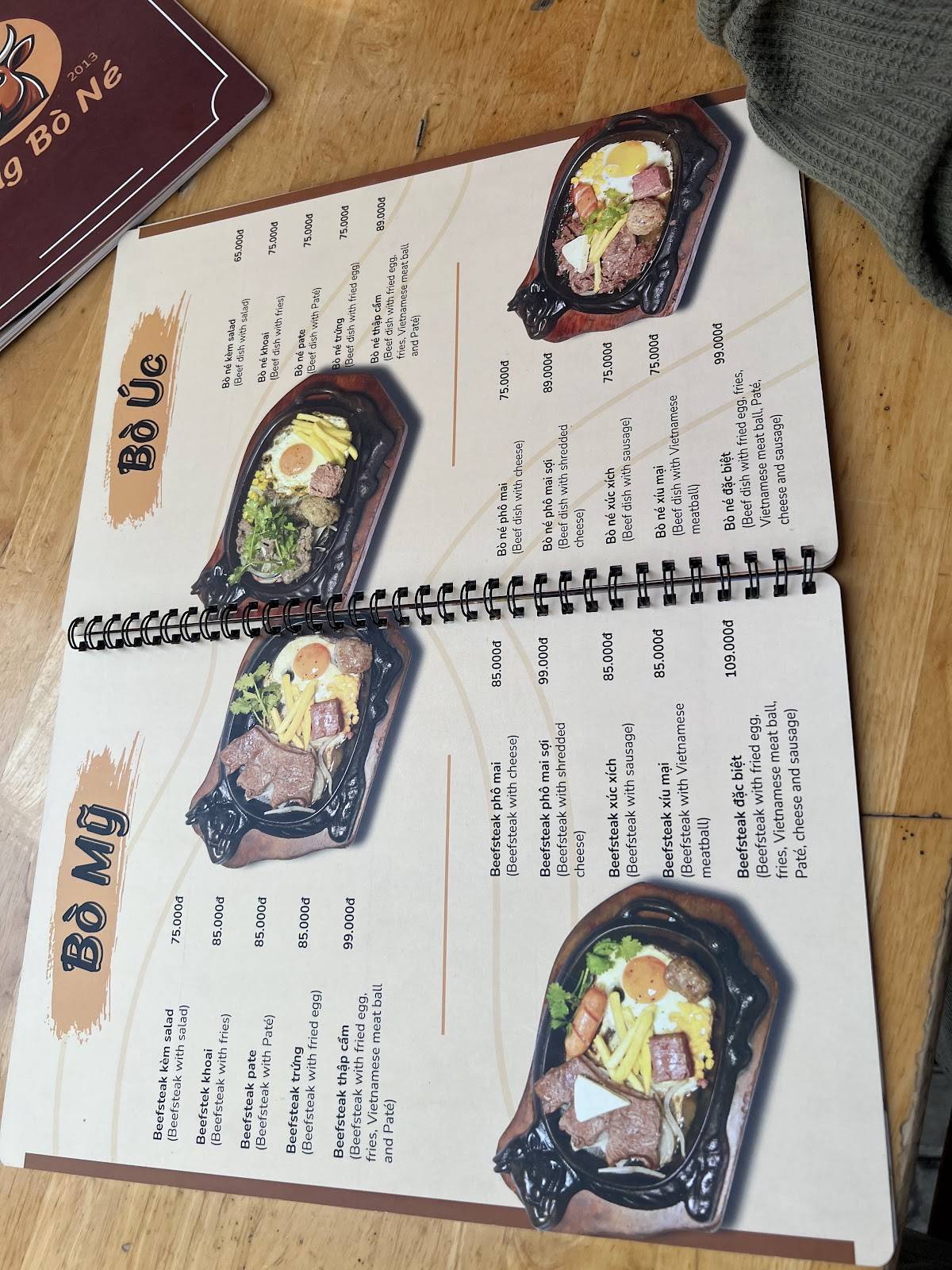Menu at King Bò Né restaurant, Ho Chi Minh City, 39 Đ. Lâm Văn Bền