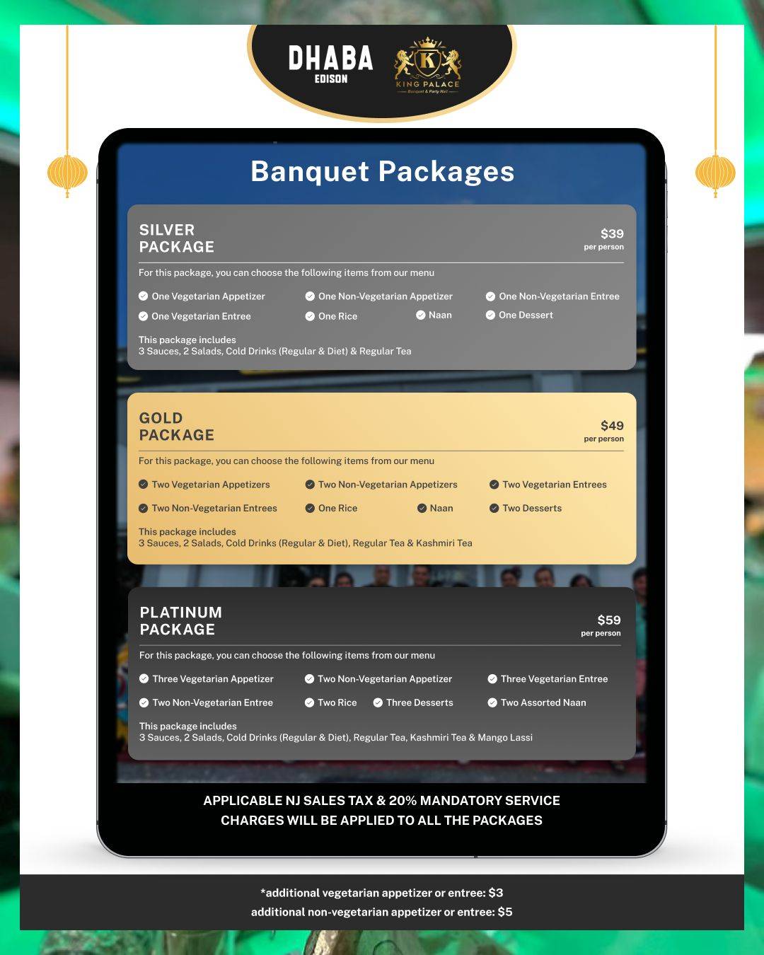 King Palace Banquet Party Hall Menu