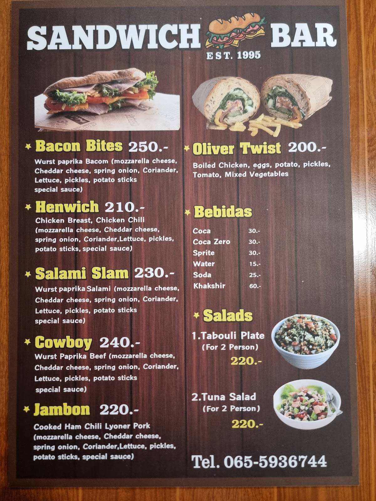 Menu at , Ko Samui