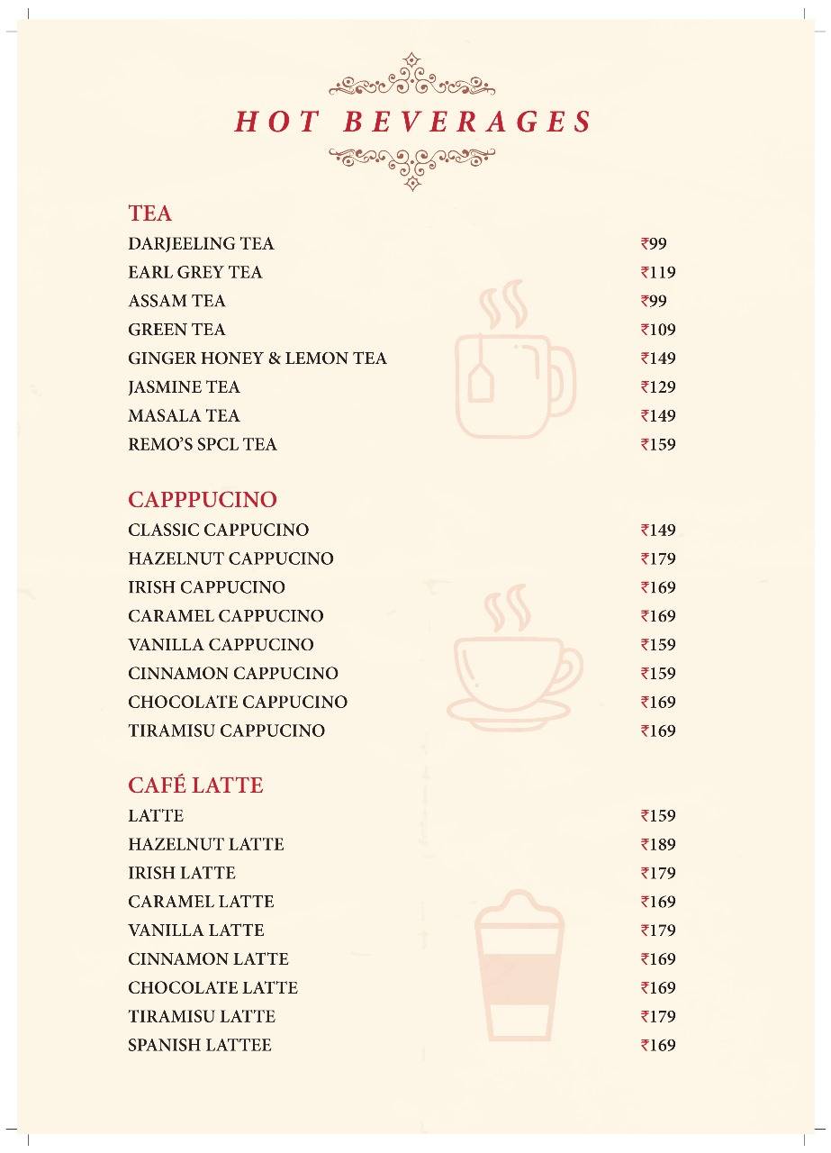 Menu at Remo's The Coffee Shop & Global Bistro, Kolkata
