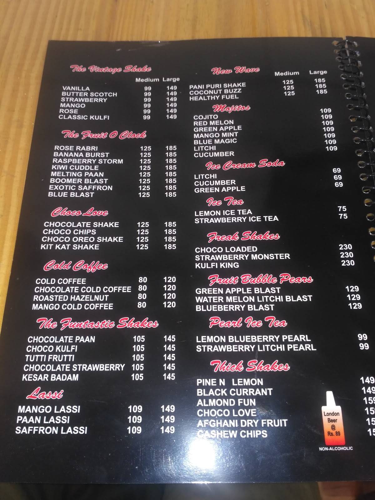 Menu at The London Shakes, Kolkata, 3a