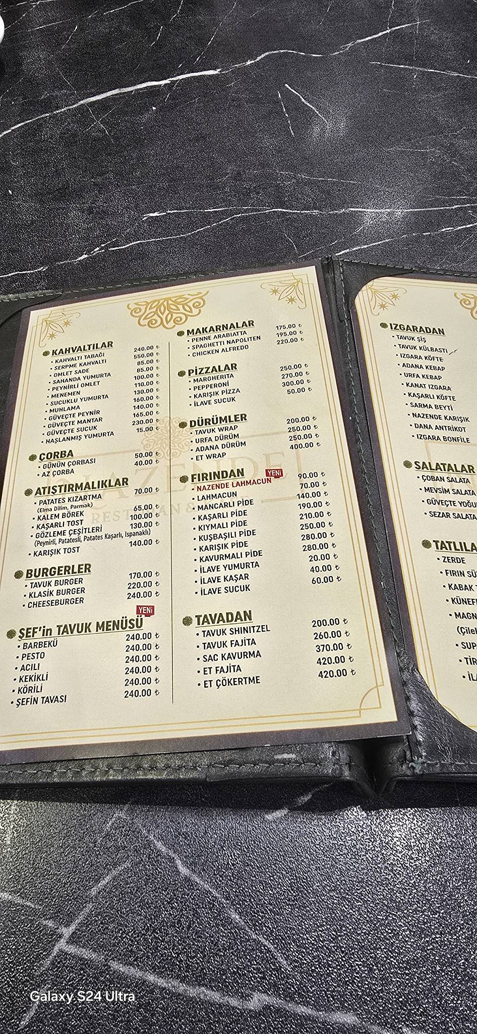 Menu at Nazende Restoran Kafe Tütünçiftlik, Körfez