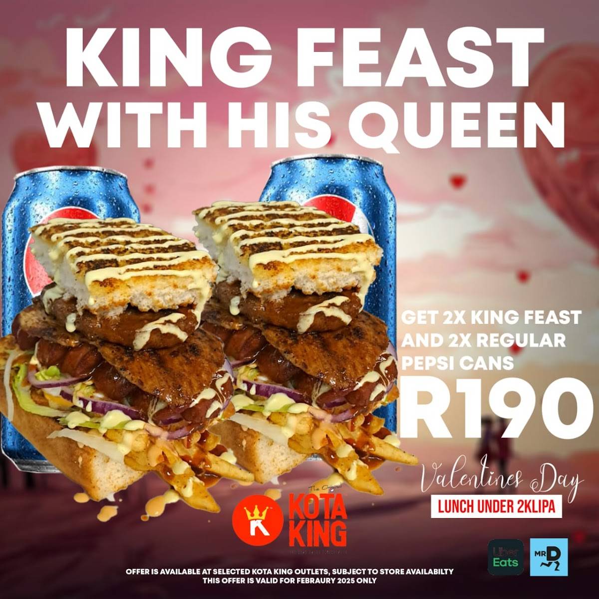 Menu at Kota king Roadhouse restaurant, Soweto, Protea Blvd