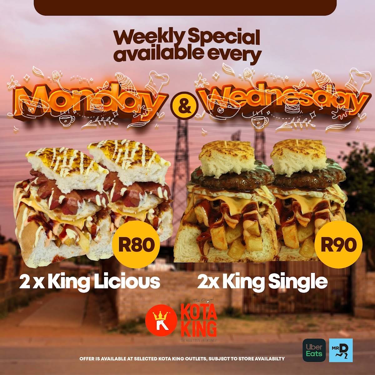 Menu at Kota king Roadhouse restaurant, Soweto, Protea Blvd