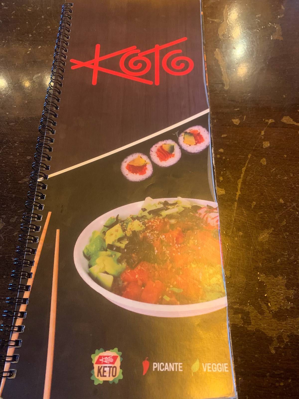 Carta de Koto Sushi Bar Linda Vista, Monterrey