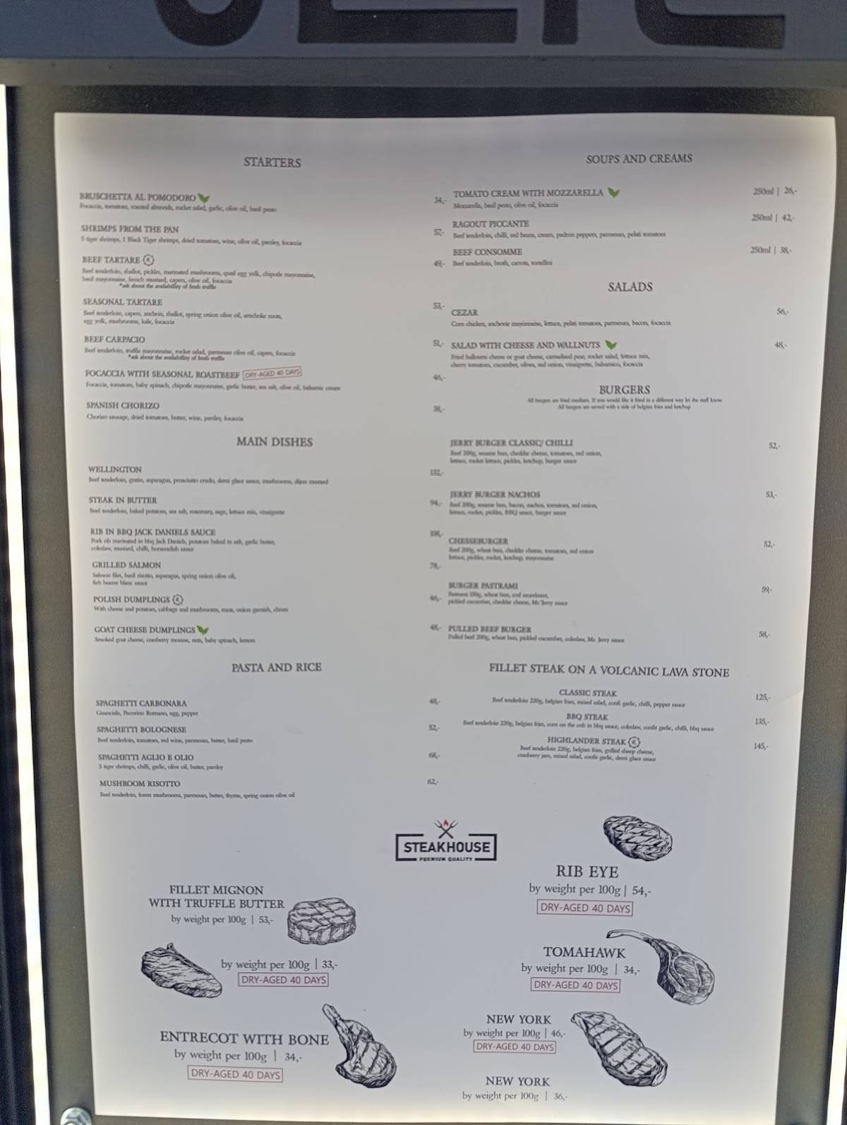 Menu at Mr'Jerry Restauracja & Steakhouse Kraków, Kraków