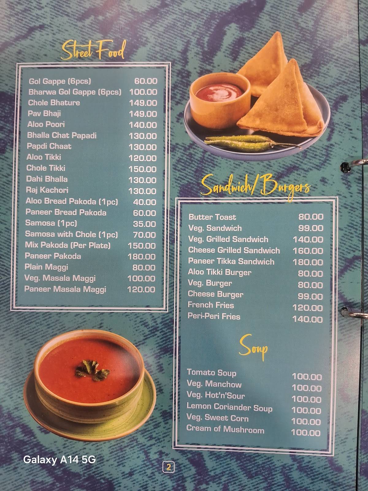 Menu at Krishna Dhaba, Samalkha