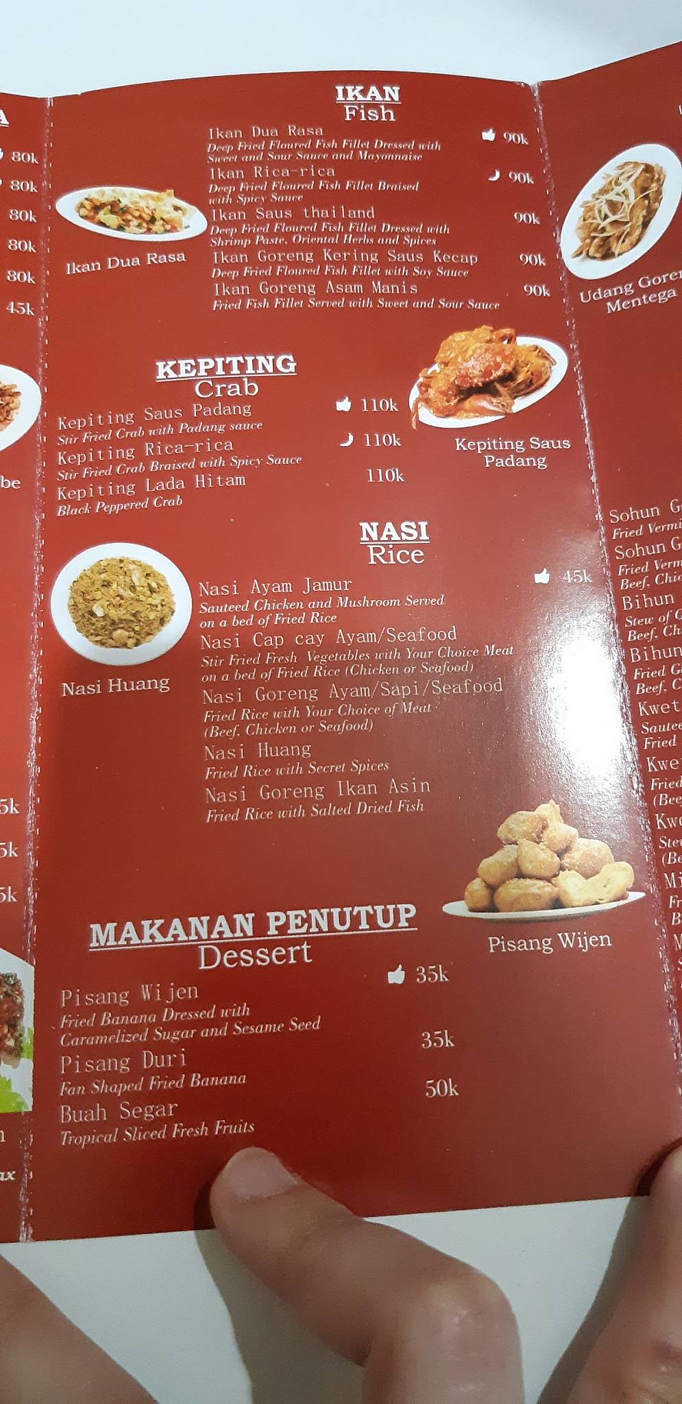 Menu at Kuala Oriental Restaurant-Kuala Kencana, Kuala Kencana