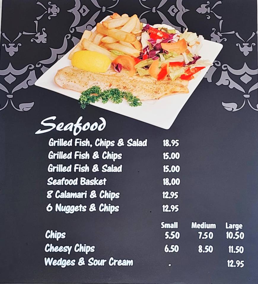 Menu at Kurdish Kebabs fast food, Clarkson