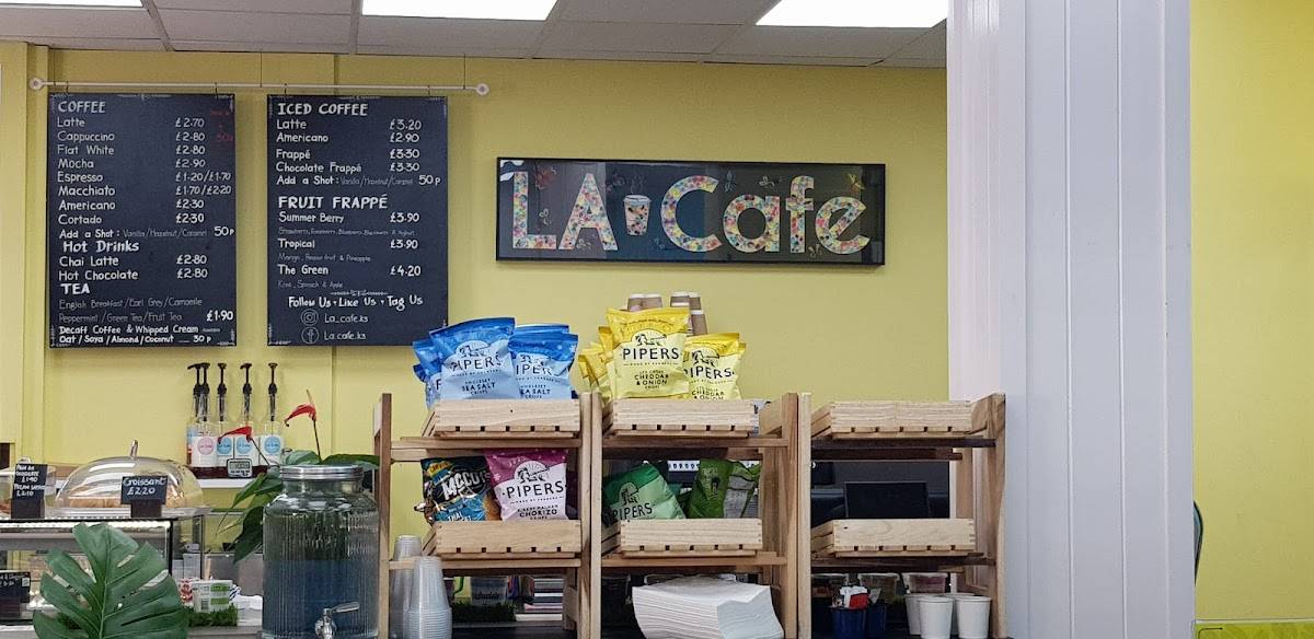 Menu at LA Cafe, Sutton