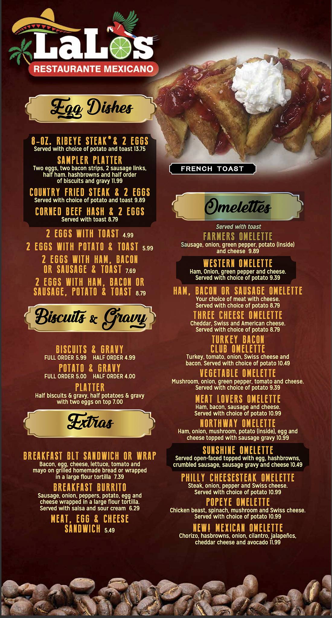 Menu at LALOS RESTAURANTE MEXICANO, Garrett