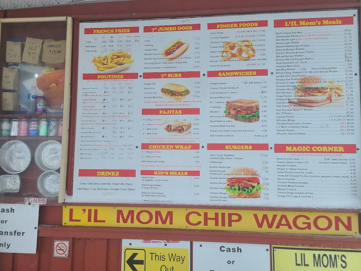 Menu at L'Il Mom's Chip Wagon restaurant, Ottawa, 970 Burton Rd