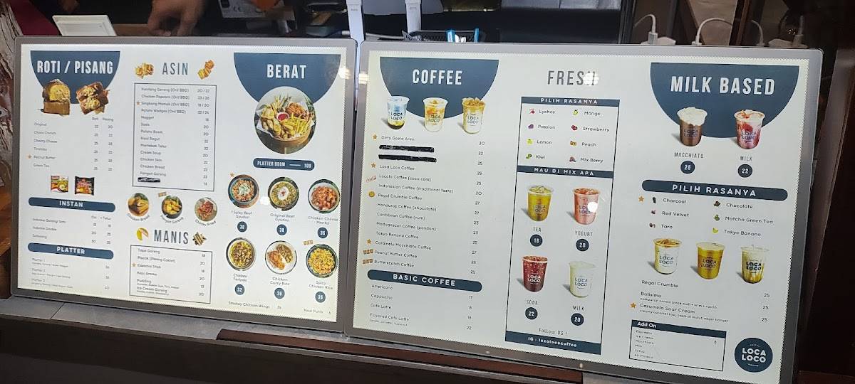 Menu at LOCA LOCO Coffee and Snacking restaurant, Tanjung Pandan