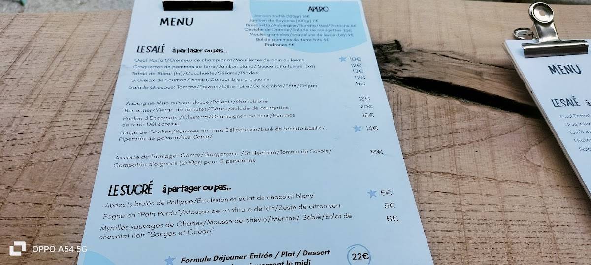 Menu au La Cabane du Lac restaurant, Vernoux-en-Vivarais