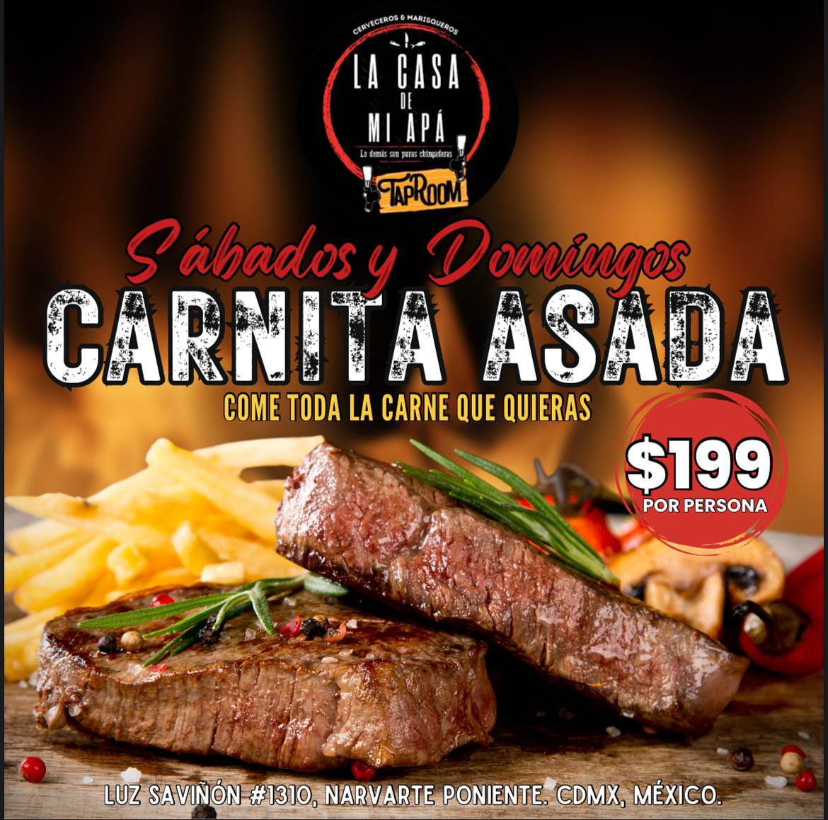 Menu at La Casa De Mi Apá restaurant, Mexico City, Luz Saviñon 1310