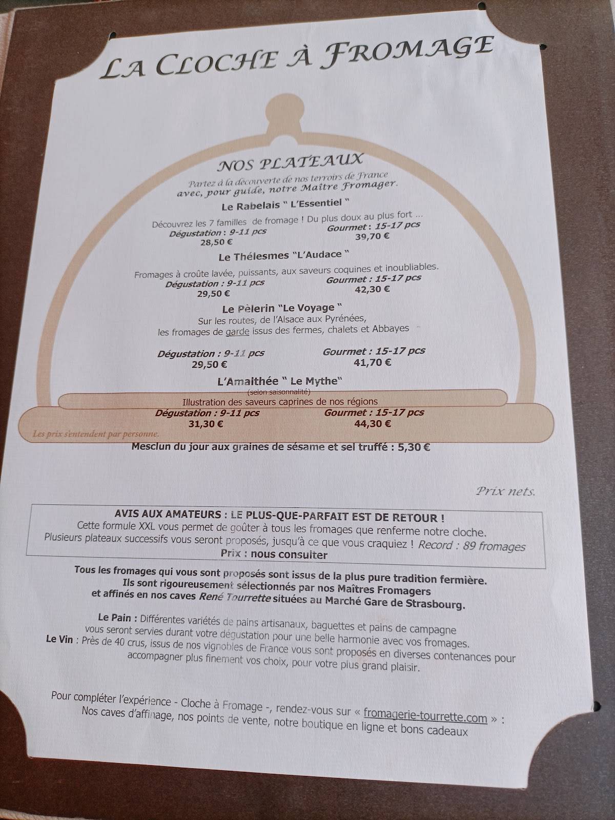 Menu au La Cloche à Fromage RESTAURANT, Strasbourg, 27 rue des Tonneliers