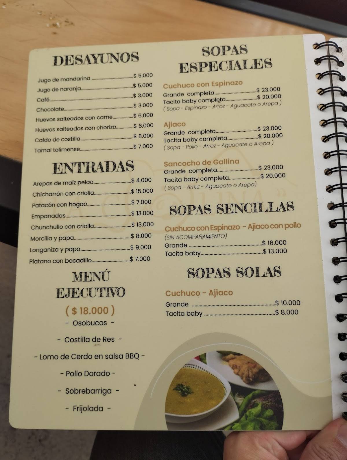 Carta de La Colina Parrilla Campestre, Colombia