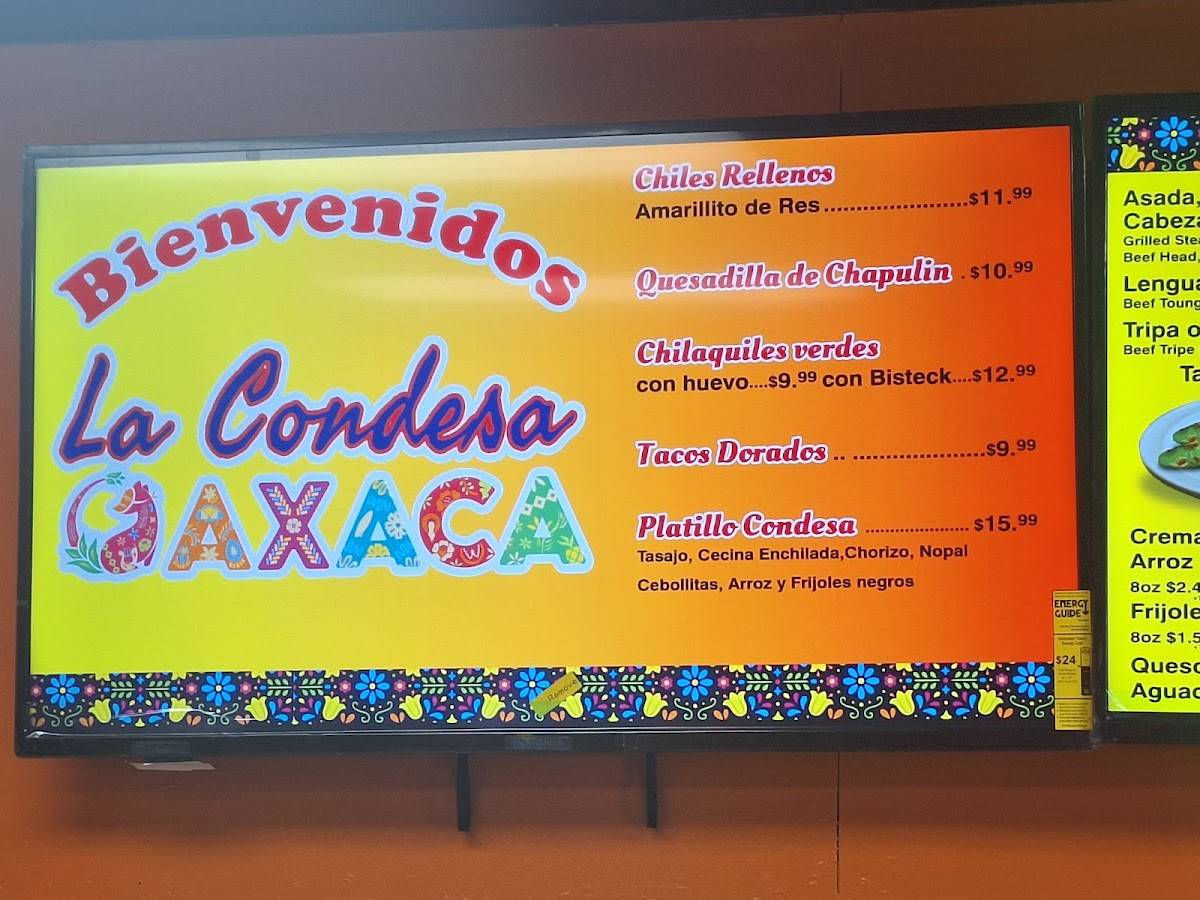 Menu at La Condesa De Oaxaca Restaurant, Long Beach