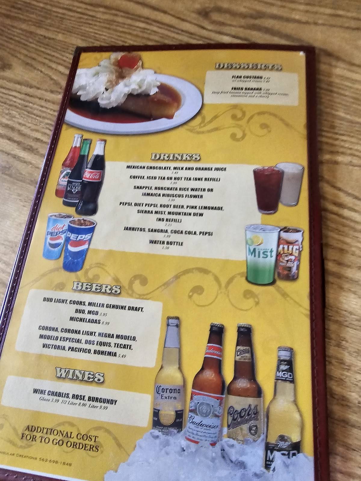 Menu at La Costa Mexican Restaurant, Fortuna