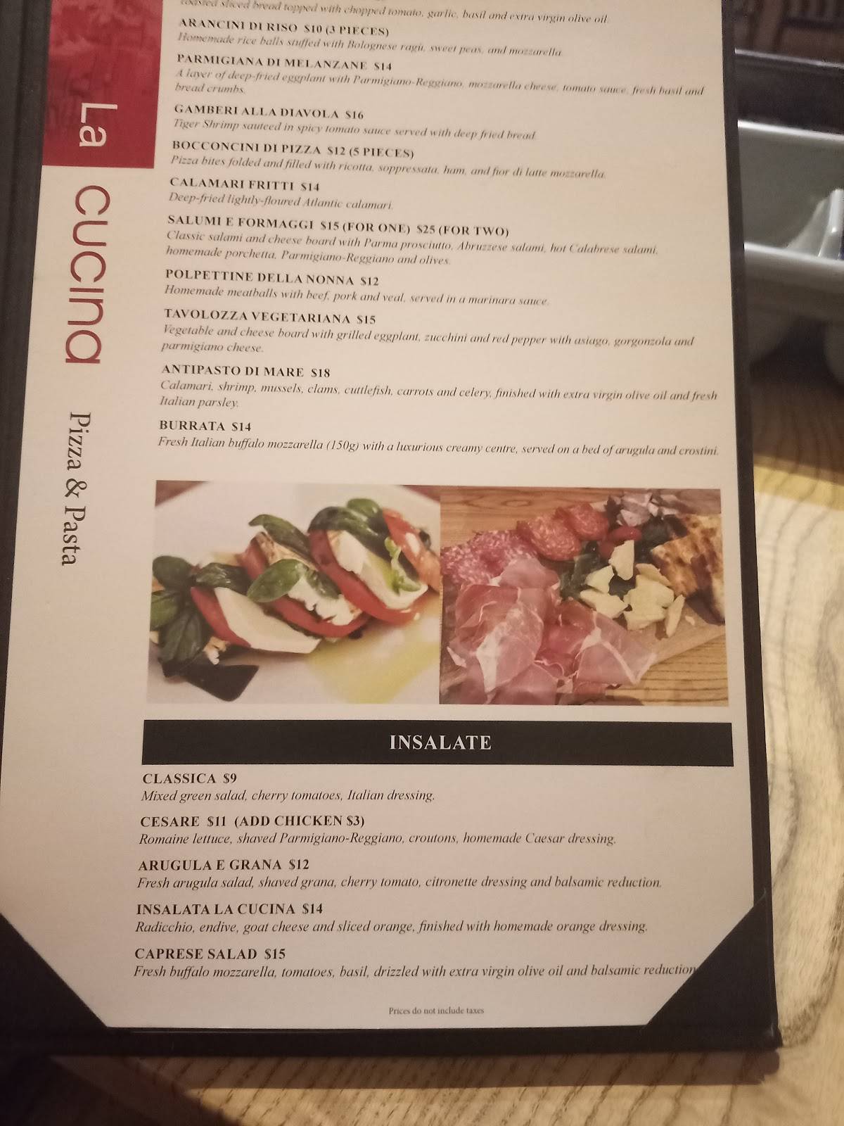 Menu at La Cucina Pizzeria Kitchener, Kitchener