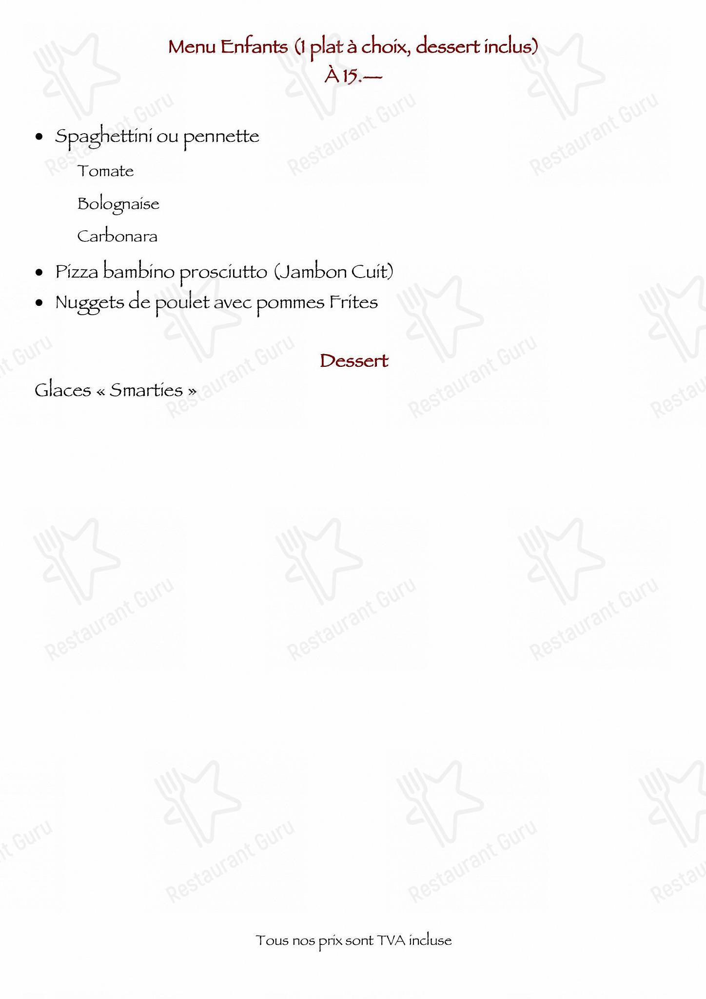 Menu da Restaurant La Ferme, Onex