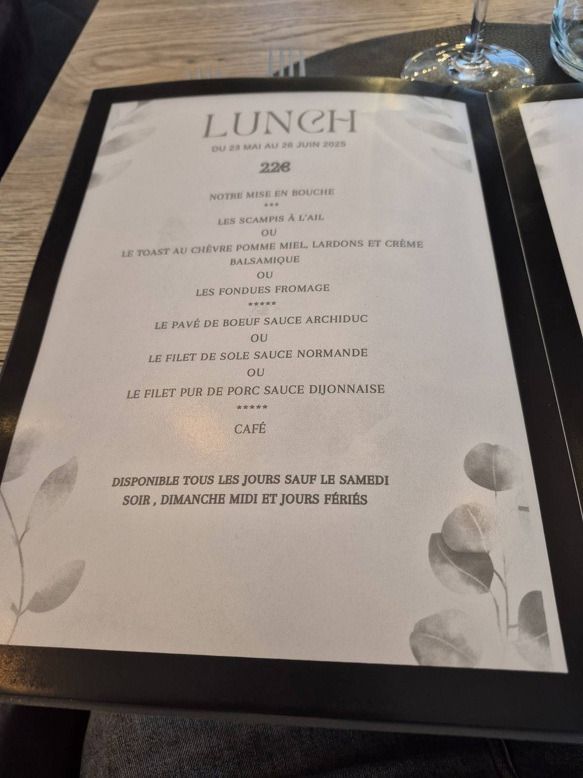 Menu au La Forge restaurant, Ellezelles