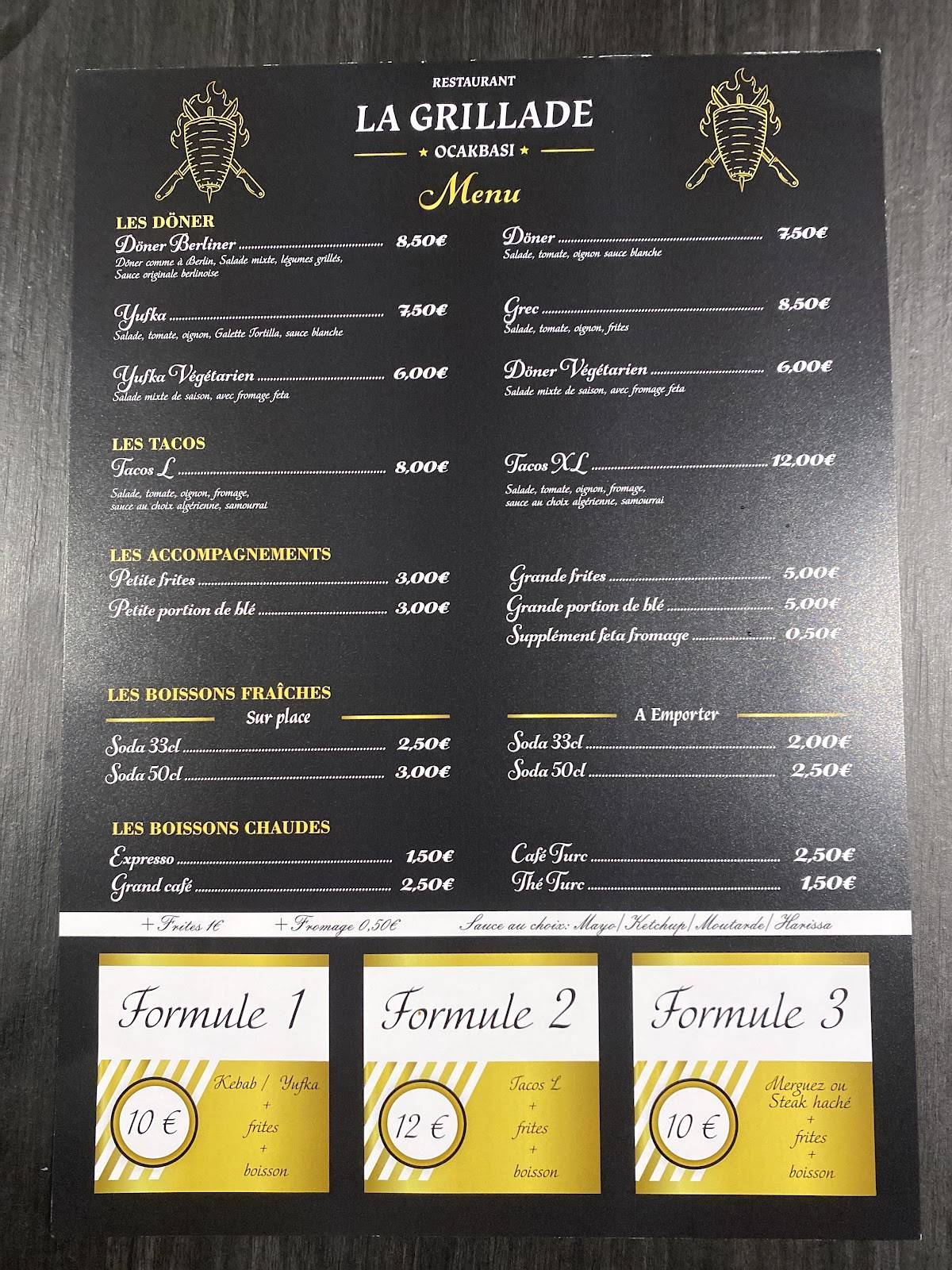 Menu at La Grillade Ocakbasi restaurant, Haguenau