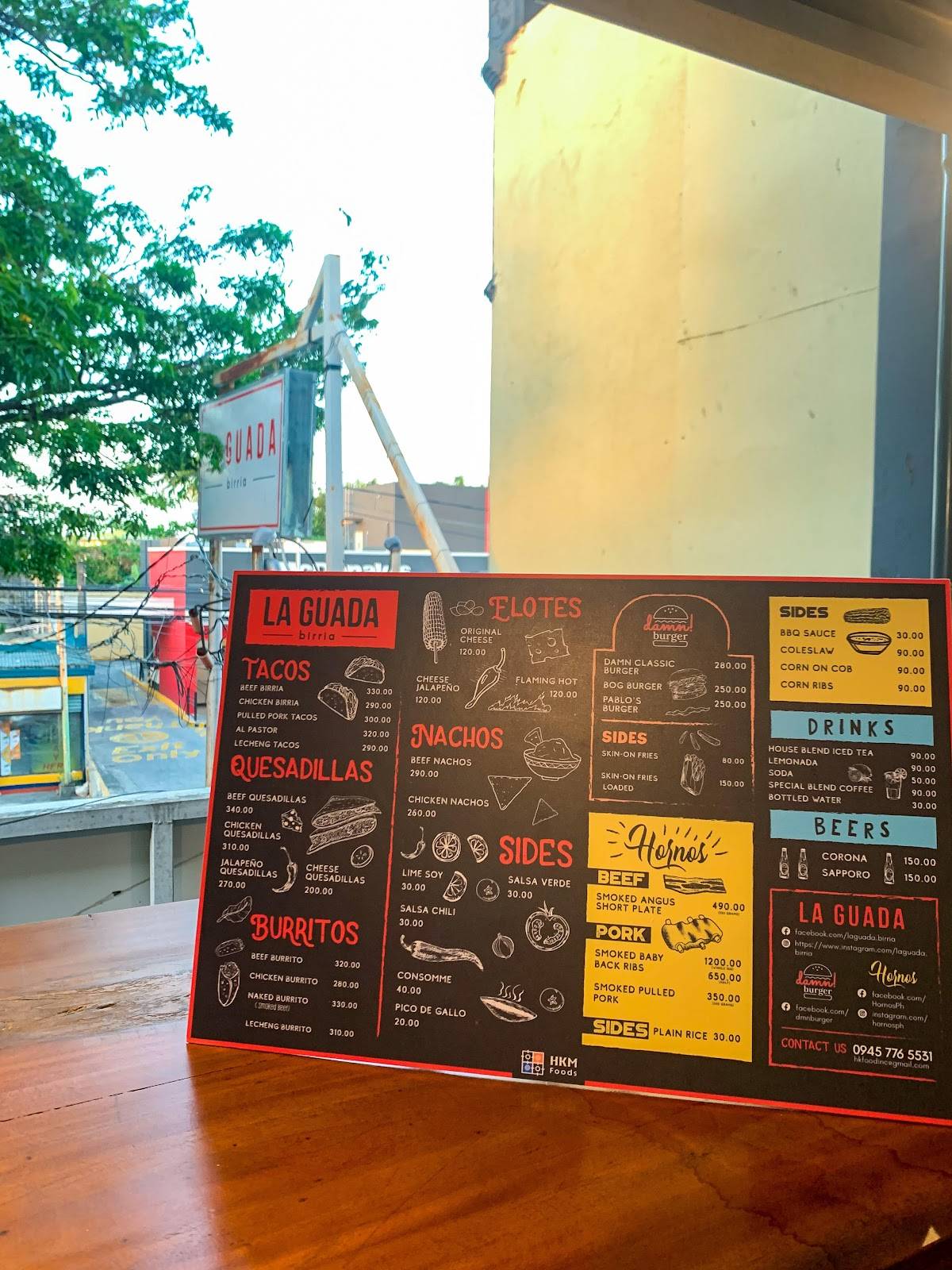 Carta del restaurante La Guada, Parañaque