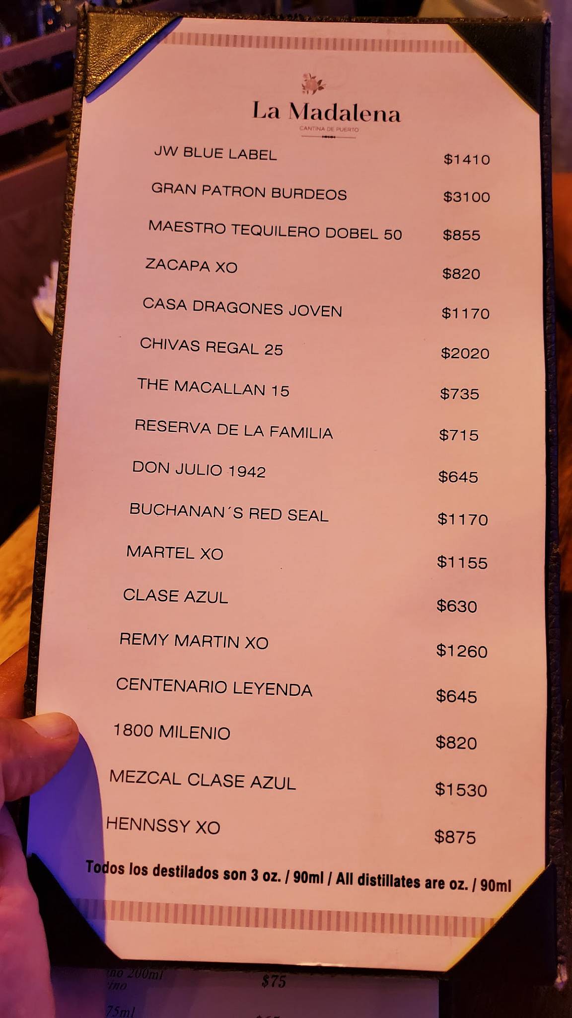 Carta de parrilla La Madalena, Puerto Vallarta, Av. Francisco Medina ...