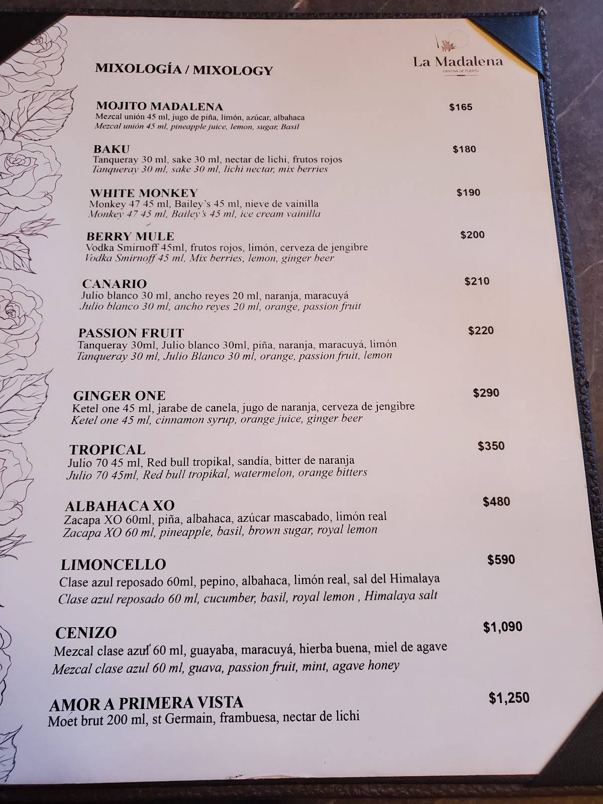Menu at La Madalena steakhouse, Puerto Vallarta, Av. Francisco Medina ...