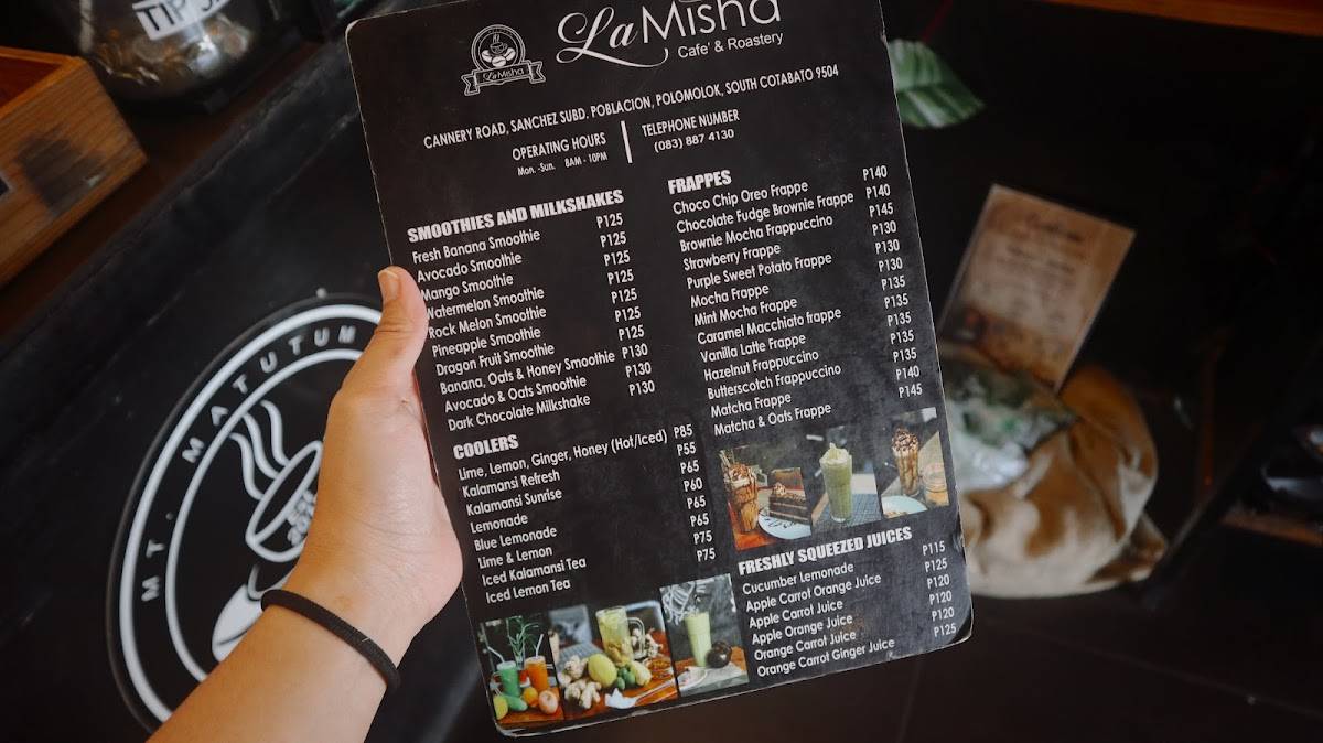 Carta de La Misha Café and Roastery, Polomolok