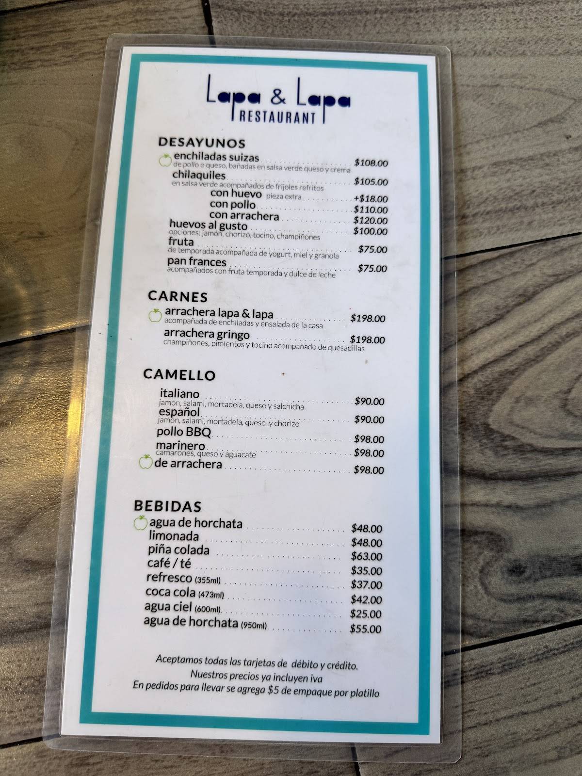 Menu at La PALAPA restaurant, Fresnillo