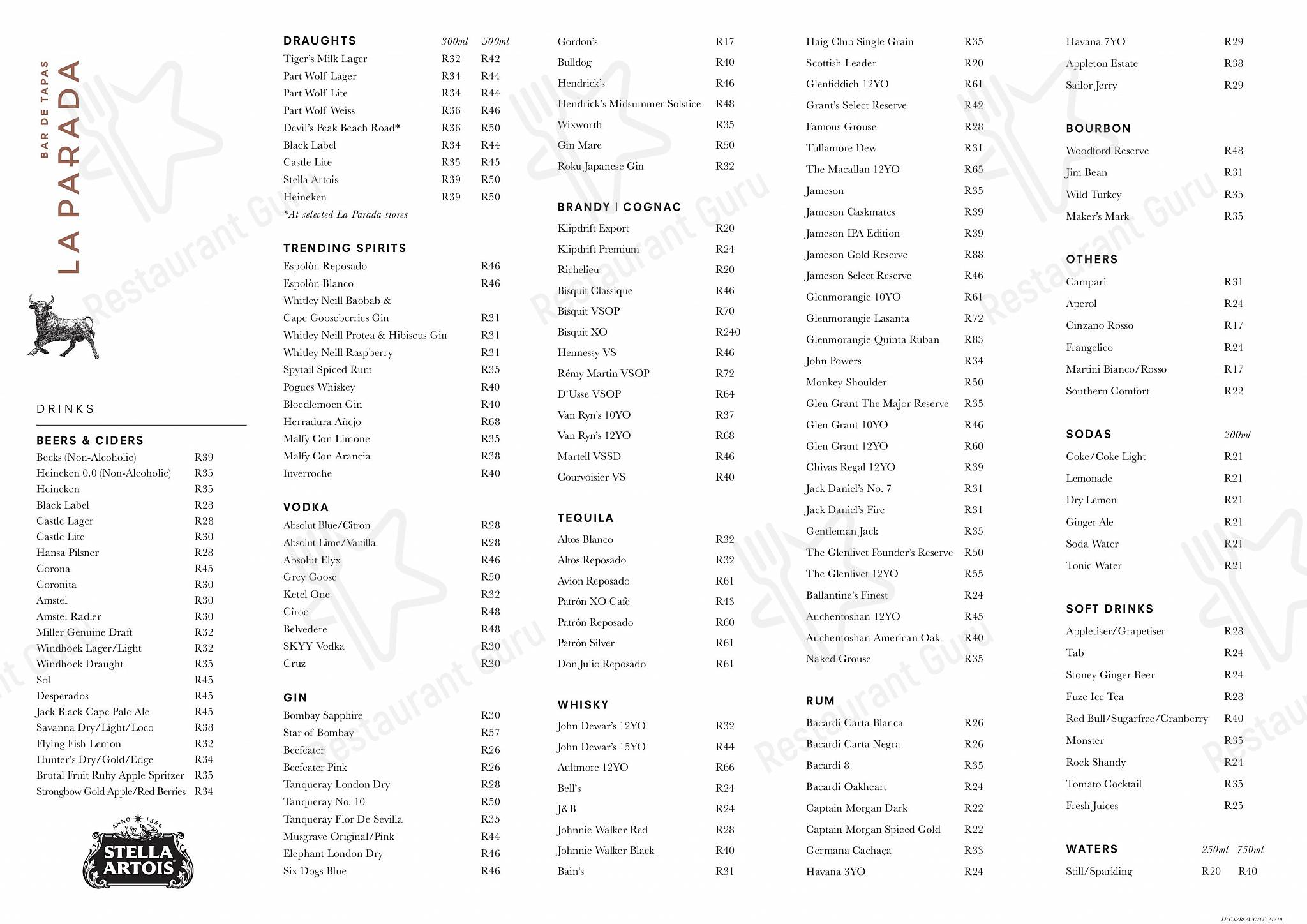 Menu at La Parada Waterfall Corner restaurant, Midrand, Cnr Waterfall ...