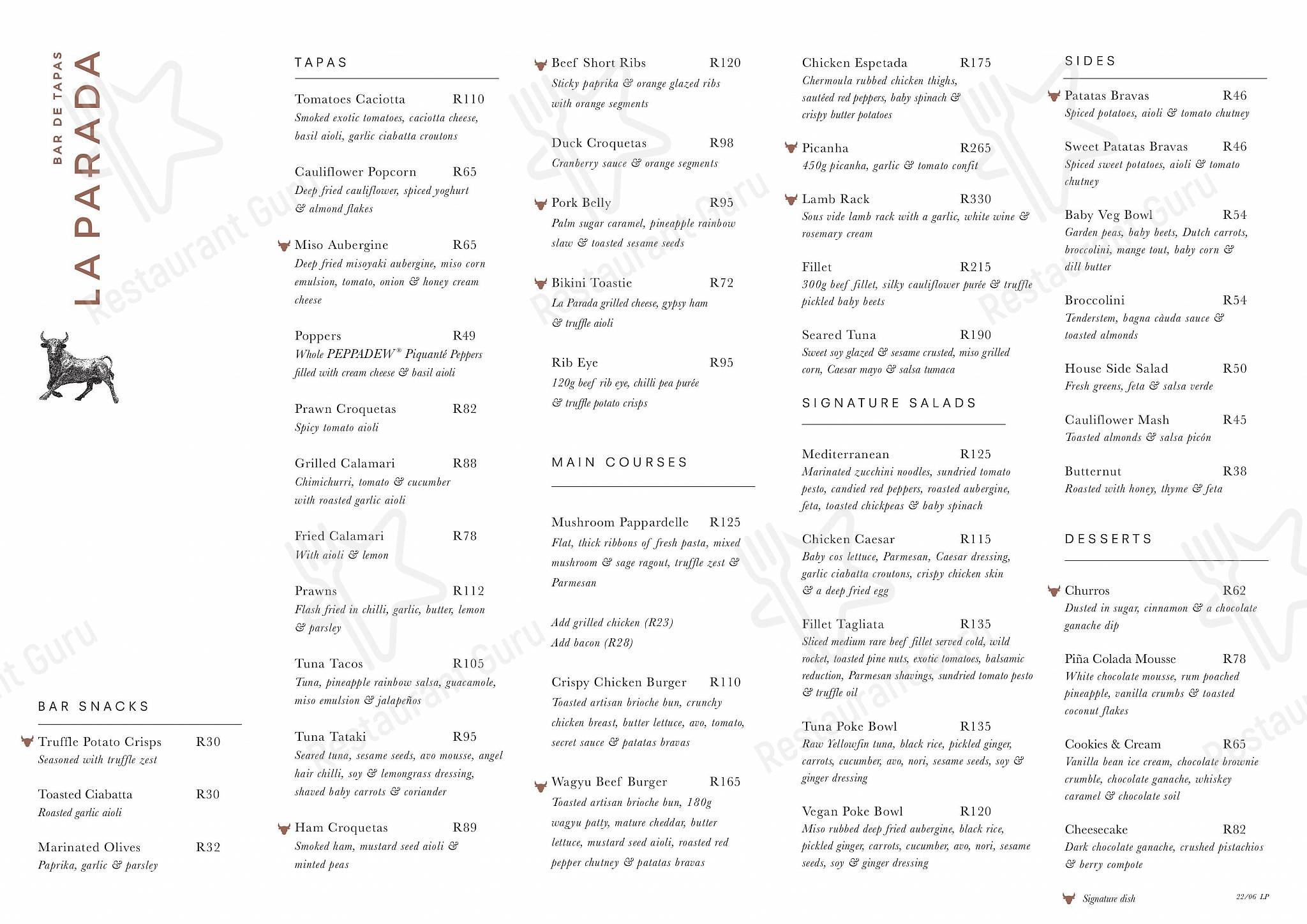 Menu at La Parada Waterfall Corner restaurant, Midrand, Cnr Waterfall ...