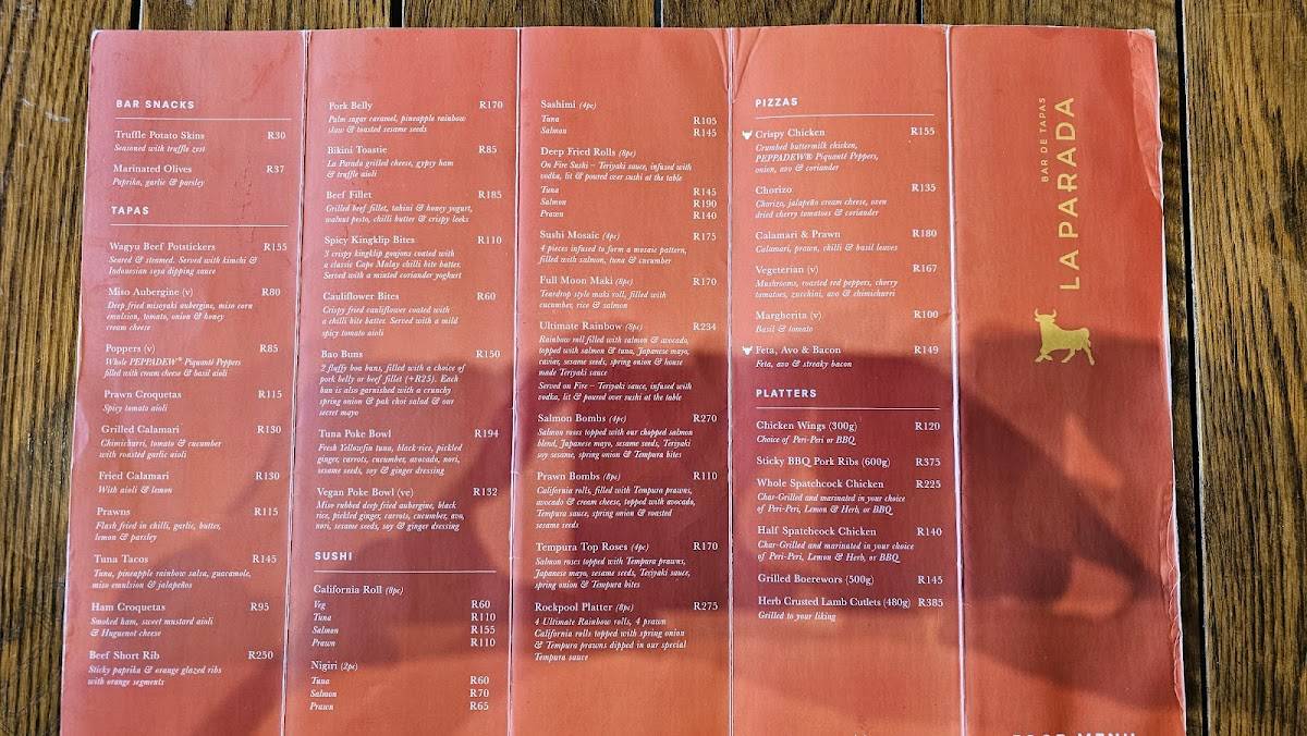 Menu at La Parada Waterfall Corner restaurant, Midrand, Waterfall Dr