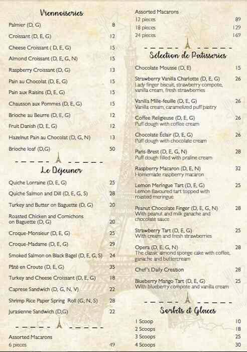Menu at La Parisienne Doha cafe, Doha, InterContinental Doha The Cty