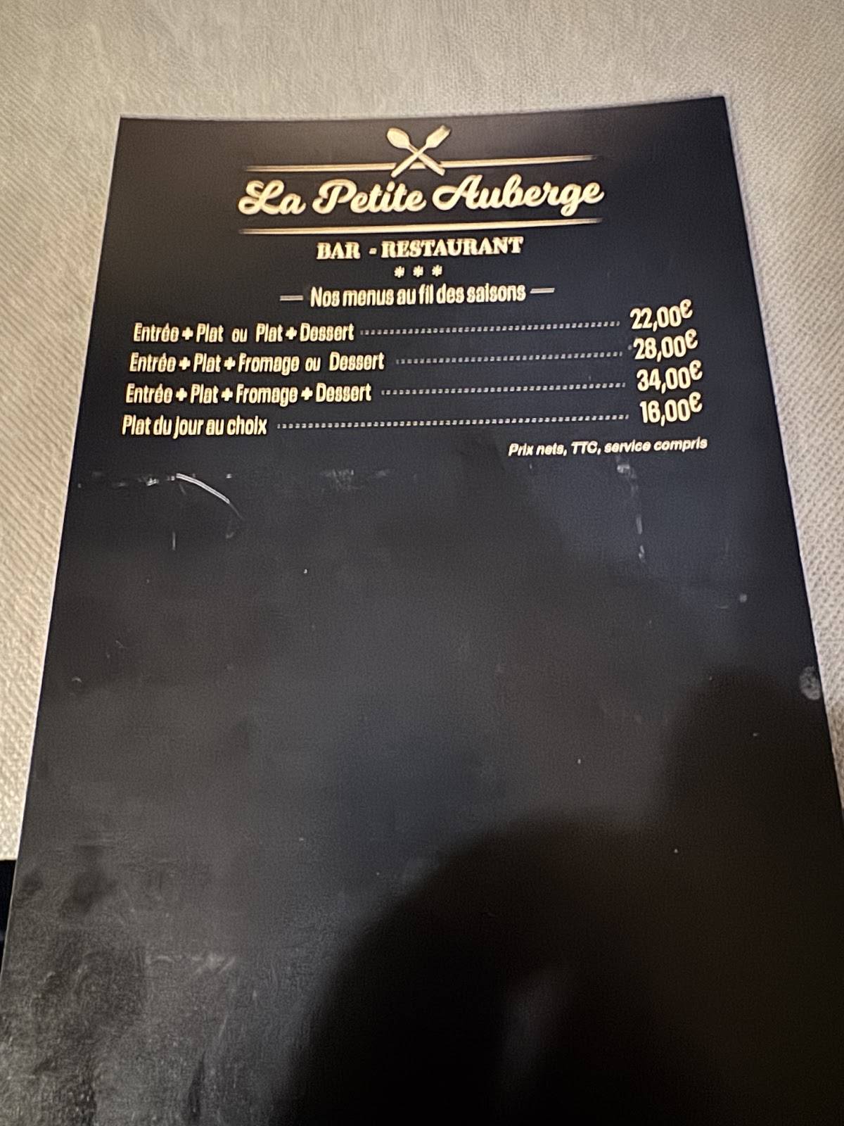 Menu au La Petite Auberge restaurant, Margny-sur-Matz