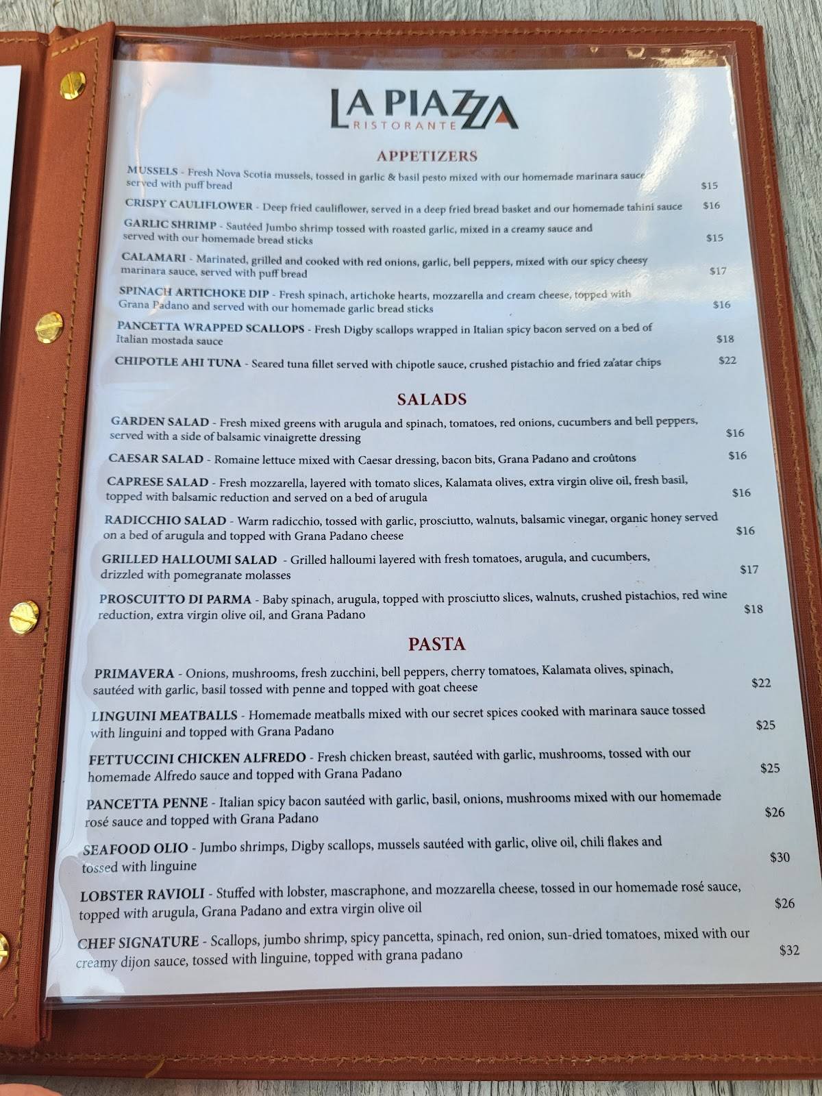 Menu at La Piazza Ristorante pizzeria, Halifax