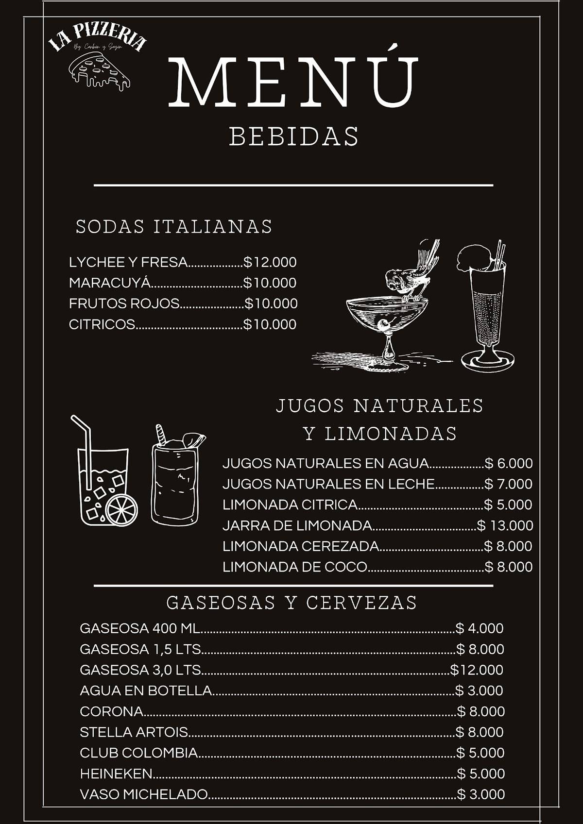 Carta de La Pizzería by Carbón y Sazón, Tocaima