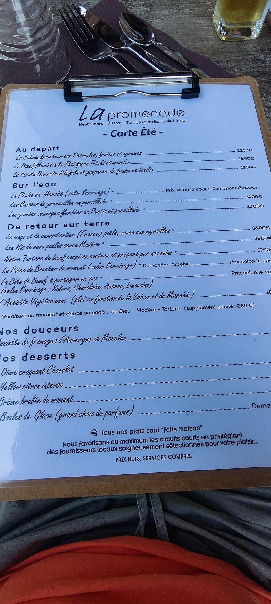 Menu au La Promenade restaurant, Abrest, 3 Route d'Hauterive