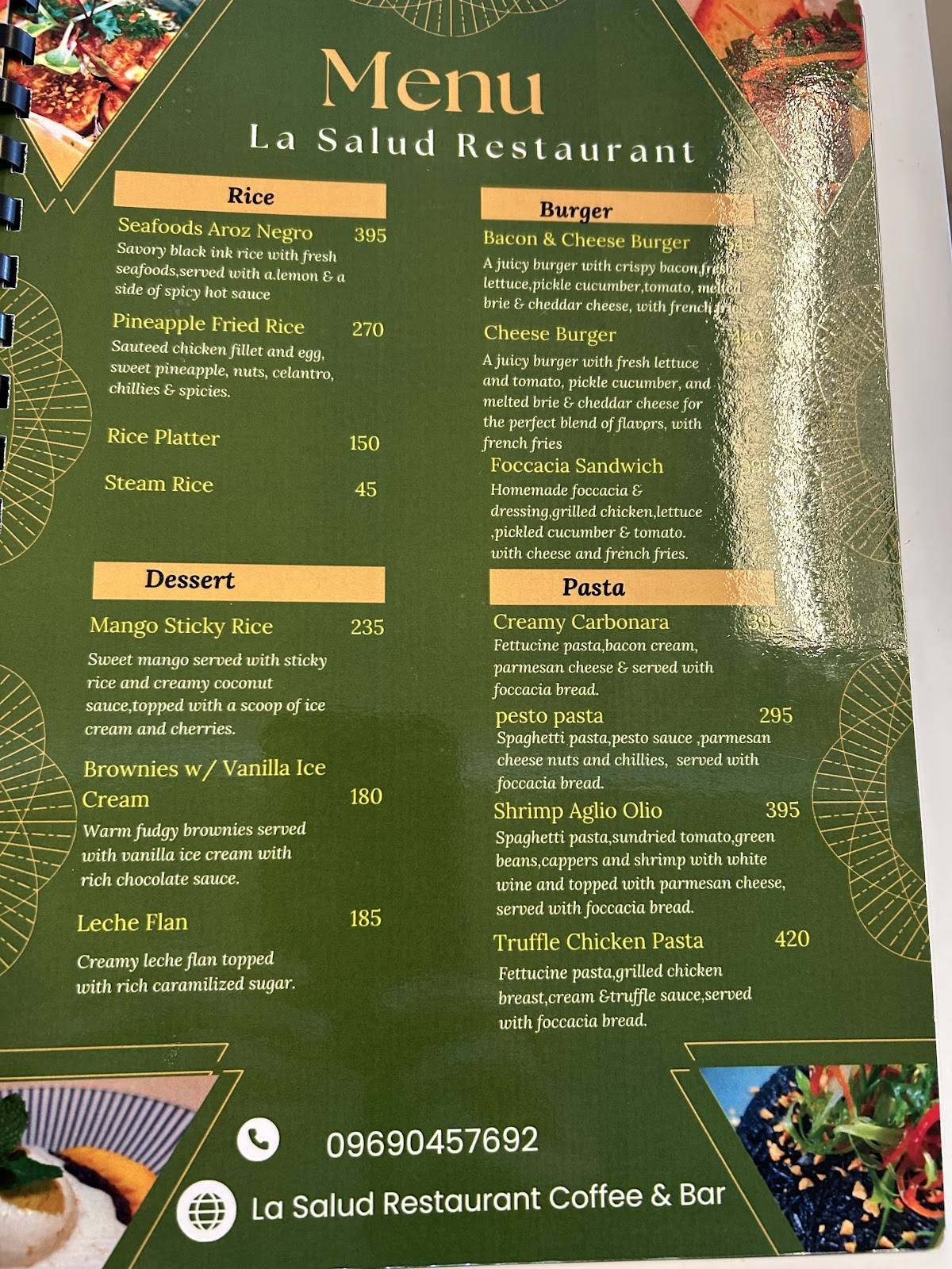 Carta de La Salud Restaurant, Dávao